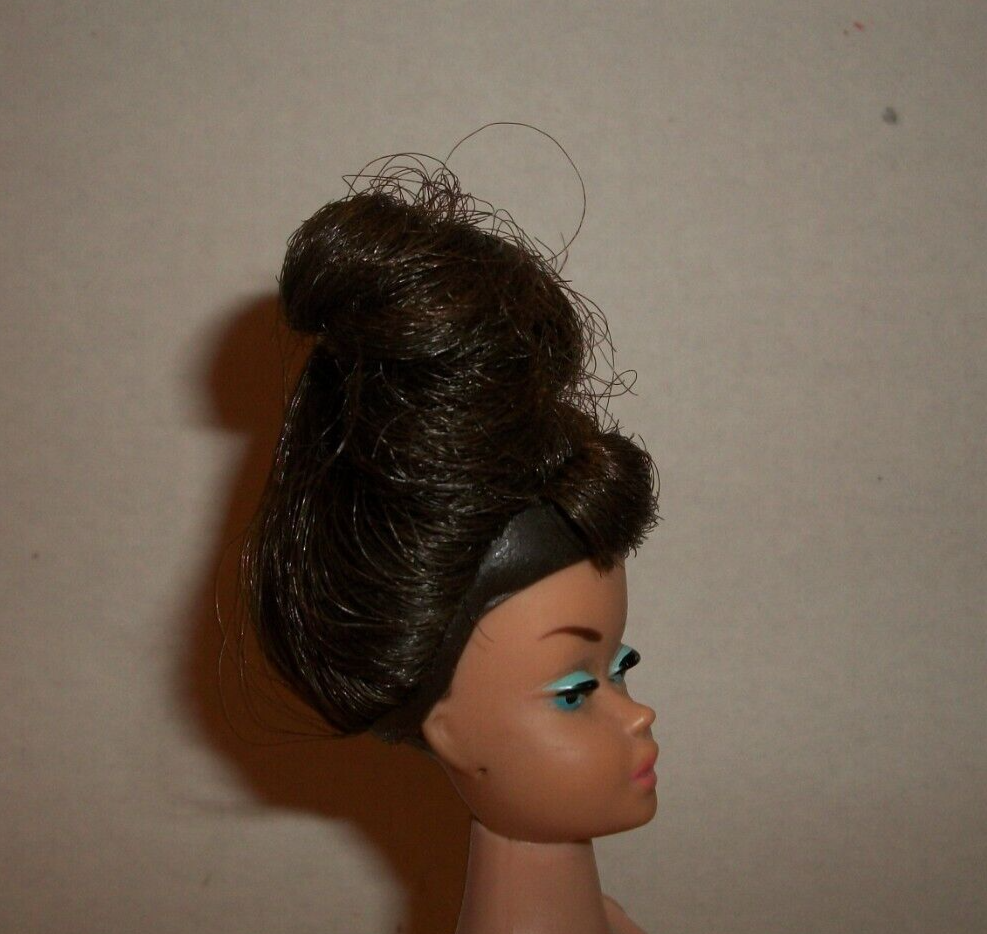 1960S VINTAGE PONYTAIL W BANGS BRUNETTE WIG POUF FASHION QUEEN BARBIE ...