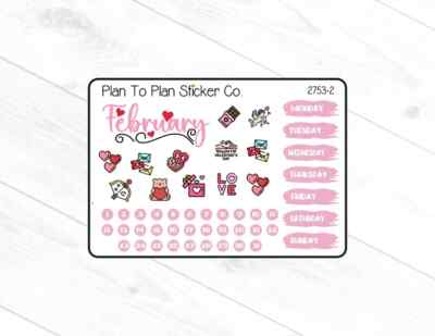 2753-2~~February Journal Planner Stickers. | eBay