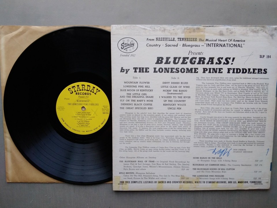 The Lonesome Pine Fiddlers LP Vinyl Starday Records #SLP 194 “Bluegrass ...