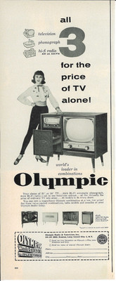 1956 OLYMPIC Console Television TV Radio Vintage Magazine Print ...