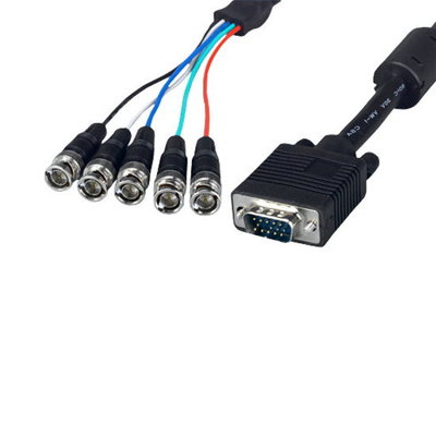 6-10Ft VGA HD15 to 5-BNC RGBHV Male Video Monitor Cable Converter EMI ...