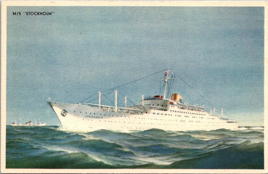Postcard Ms Stockholm Swedish American Line White Border | eBay