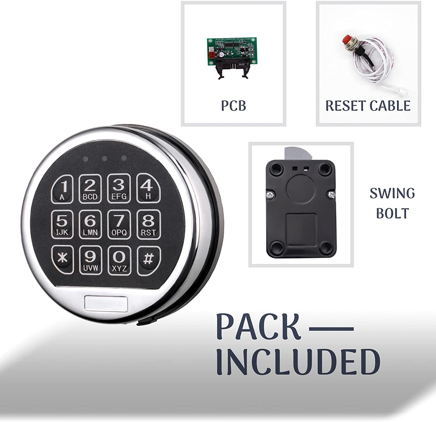 Gun Safe Lock Replacement with Swing Bolt Chrome Keypad Safe Electronic ...