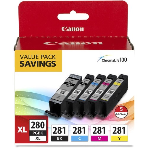 5PK Genuine Canon OEM 280XL/281 Ink Cartridges PGI-280XL CLI-281 C/Y/M ...