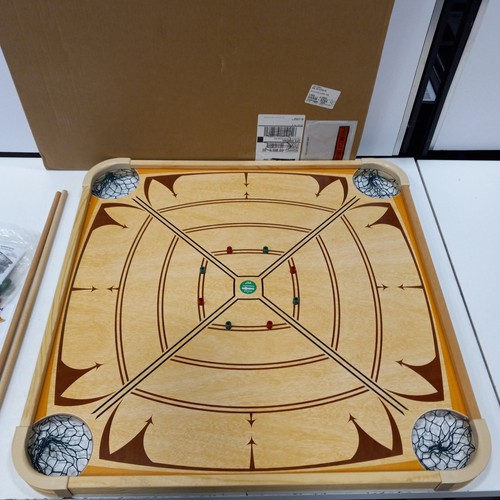 Carrom Board Game Double Sided w/Rule Book In Box | eBay
