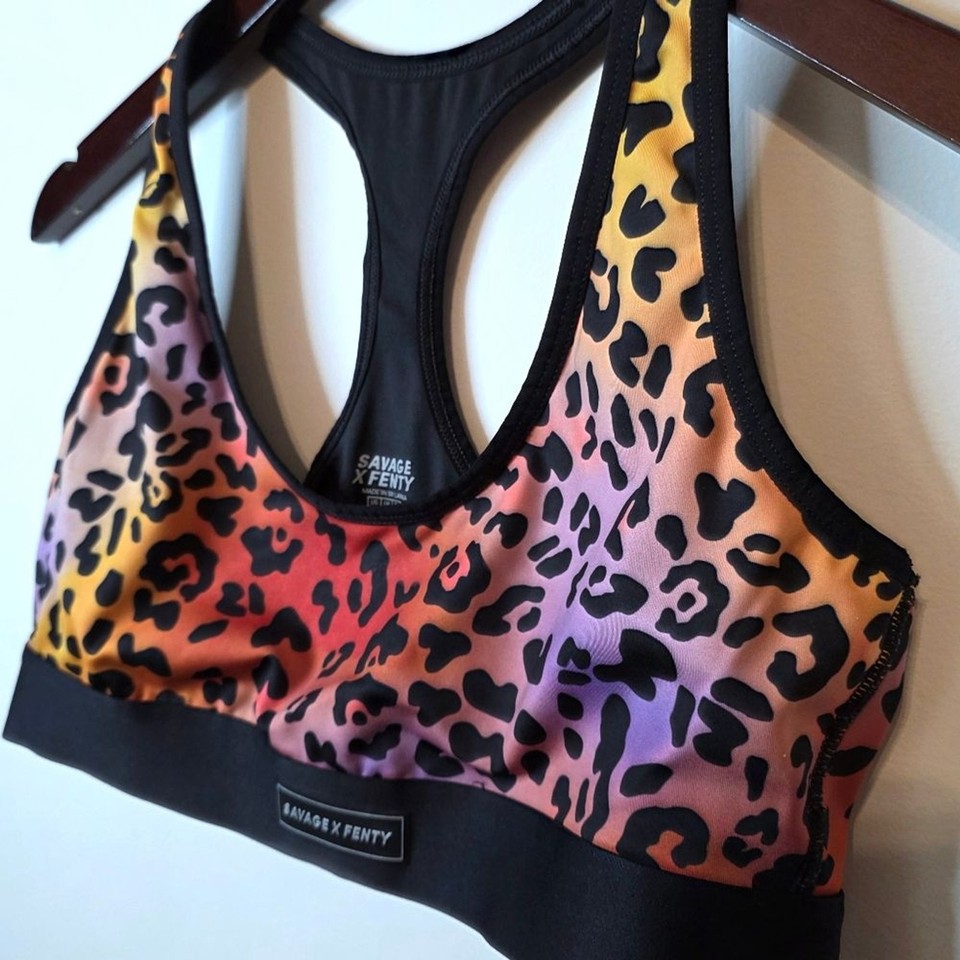Savage X Fenty Colorful Animal Print Low Impact Racerback Sports Bra ...