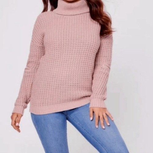 GUESS NWT Women's Pink Turtleneck Chunky Sweater XS Dalida Knit LS ...