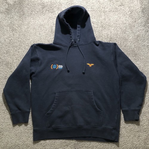 United Scuffed Nations Hoodie Mens M Blue Misfits Podcast Est. 2018 ...