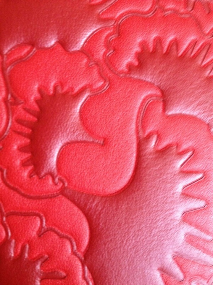 Shanghai Tang Ginkgo Embossed Red Leather Flat Pouch Bag Case RRP £225 ...