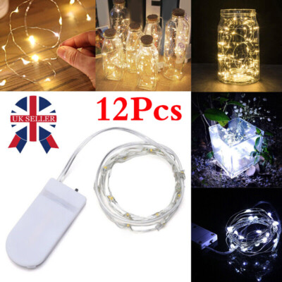UK 12 Pack 10/20 LED Battery Micro Rice Wire Copper Fairy String Lights ...
