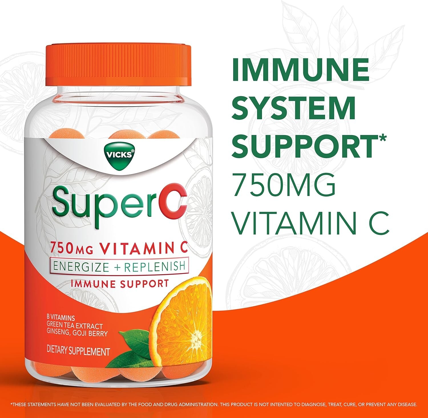 2x Vicks Citrus Super C ENERGIZE + Replenish Immune Support Gummies ...