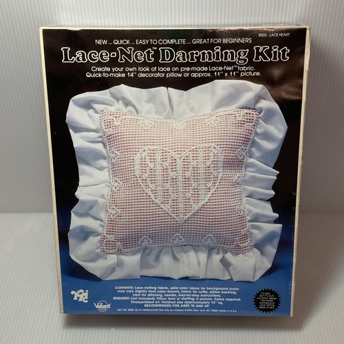 Vintage 1983 Lace Net Darning Kit, 8503 Lace Heart Pillow Cover ~ NEW ...