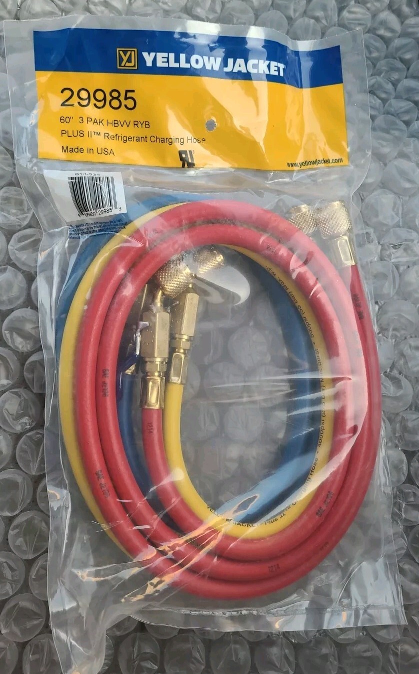 NEW Yellow Jacket 29985 60" 3 Pak HBVV RYB Plus II Refrigerant Charging ...