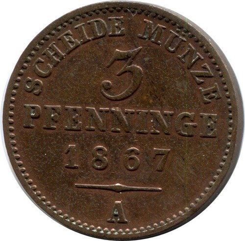 3 PFENNIGE 1867 A PRUSSIA GERMANY Coin #DA762U | eBay