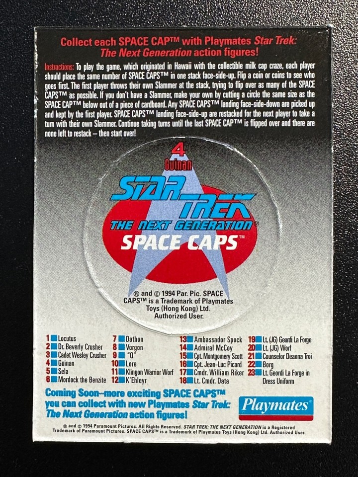 Star Trek Space Caps - 1994 Playmates Next Generation Guinan #4/23 -n3 ...
