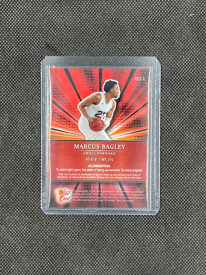 RARE 1ST TRADING CARD!! MARCUS BAGLEY - WILD CARD ALUMINATION - AUTO ...