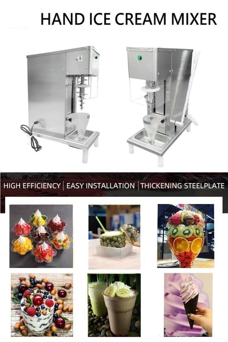Stainless Steel Yogurt Swirl Drill Gelato Ice Cream Mixer Blending ...