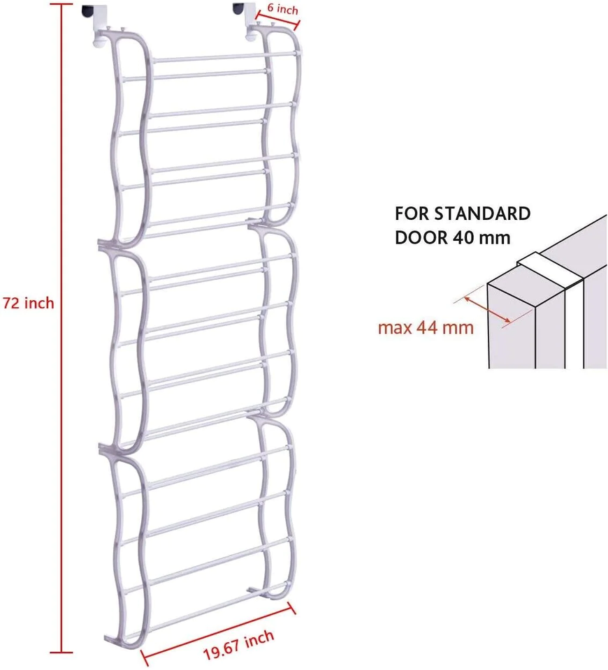 36 PAIR OVER DOOR HANGING SHOE RACK 12 TIER SHELF ORGANISER STORAGE ...