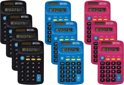 Pocket Size Mini Calculators, 10 Pack, Handheld Angled 8-Digit Display ...