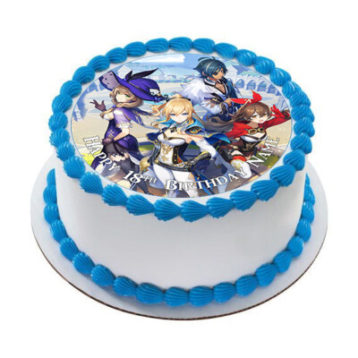 EDIBLE Genshin Impact Birthday Party Cake Topper Wafer Paper round 7.5 ...