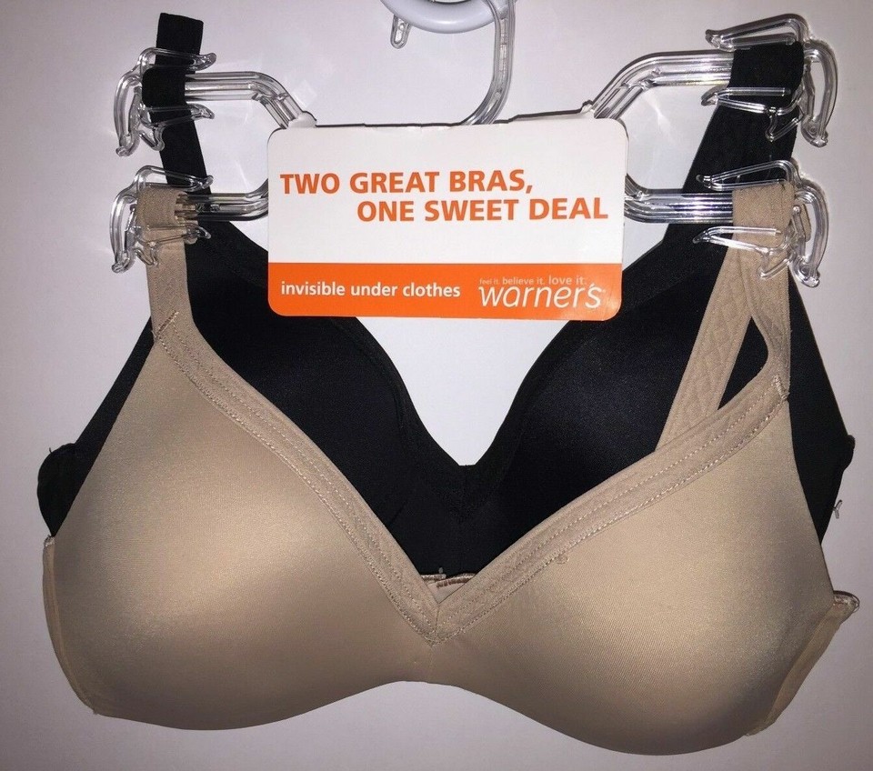 Warner's Bra Wirefree Padded Seamless Cup Invisible Lined TWO 2 TShirt ...