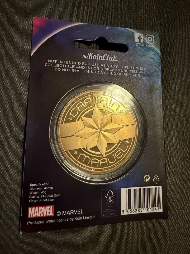 24 Carat Gold Plated Captain Marvel Coin | eBay UK