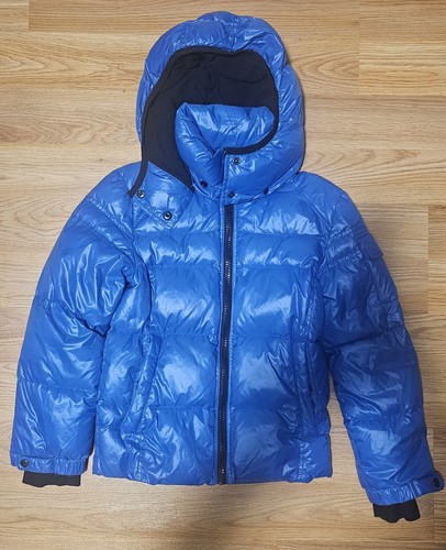 S13 Boys Downhill Down Puffer Coat Detachable Hood Cobalt Blue Size 12 ...