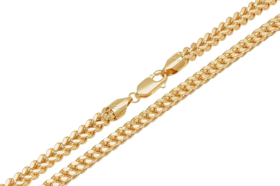 Brand New 10k Yellow Gold Franco Chain 2.5mm-4.0mm Necklace 16"-30 ...