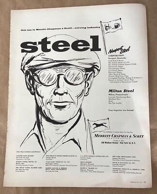 Merritt Chapman & Scott print ad 1955 vintage 1950s art illustration ...