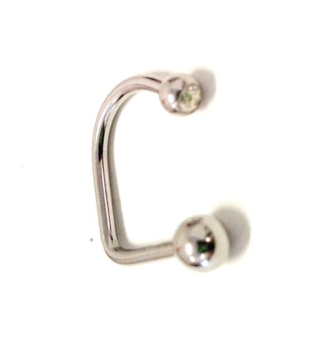 Labret Chin Lippy Loop w/4mm w/Gem Ball & 5mm Ball 14 Gauge 3/8" Steel ...