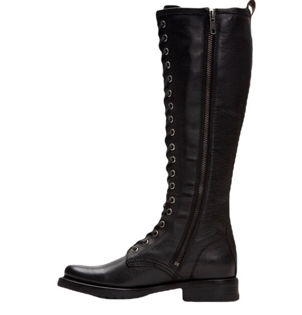 Frye Veronica Combat Tall lace up/Zip boots, black, Women’s 5.5 B ...
