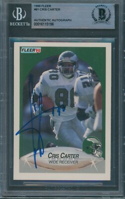 1990 Fleer #81 Cris Carter Beckett Authentic Autograph Signed *5196 | eBay