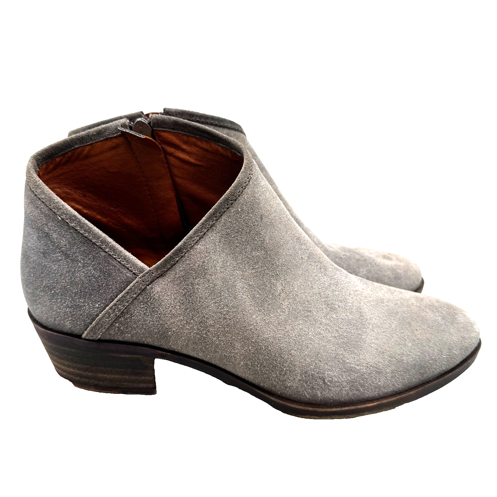 Lucky Brand Brekke Leather Ankle Booties Boots Women's 9 Gray Cowgirl ...
