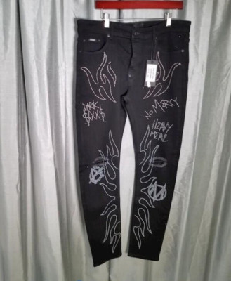 Mac Keen Market Men's Black Studded Embroidered Slim Pants (Size 38 ...