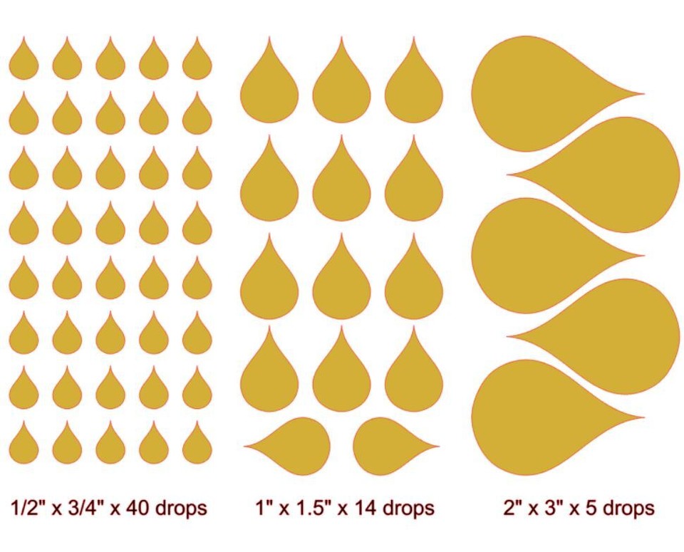 Raindrop Stickers Scrapbooking, Choose Size and Color, Craft Vinyl Drop ...
