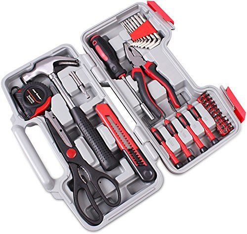 39PCS Tool Set Household Kit with Plastic Toolbox Storage Case Cutting ...