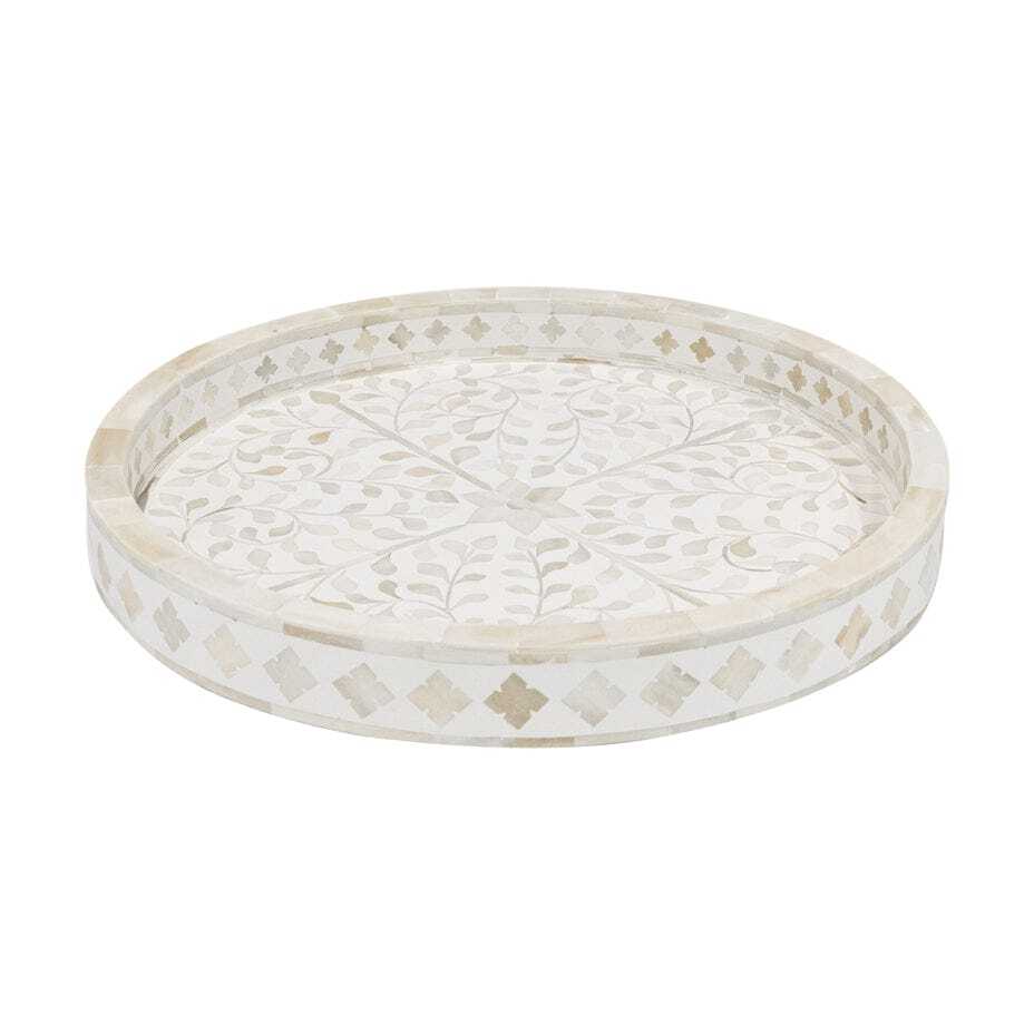 Round Breakfast tray Handmade Bone Inlay Decorative tray Tea tray ...