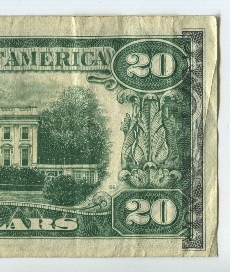 1963A $20 Federal Reserve Note Offset printing Error VF PHILADELPHIA ...