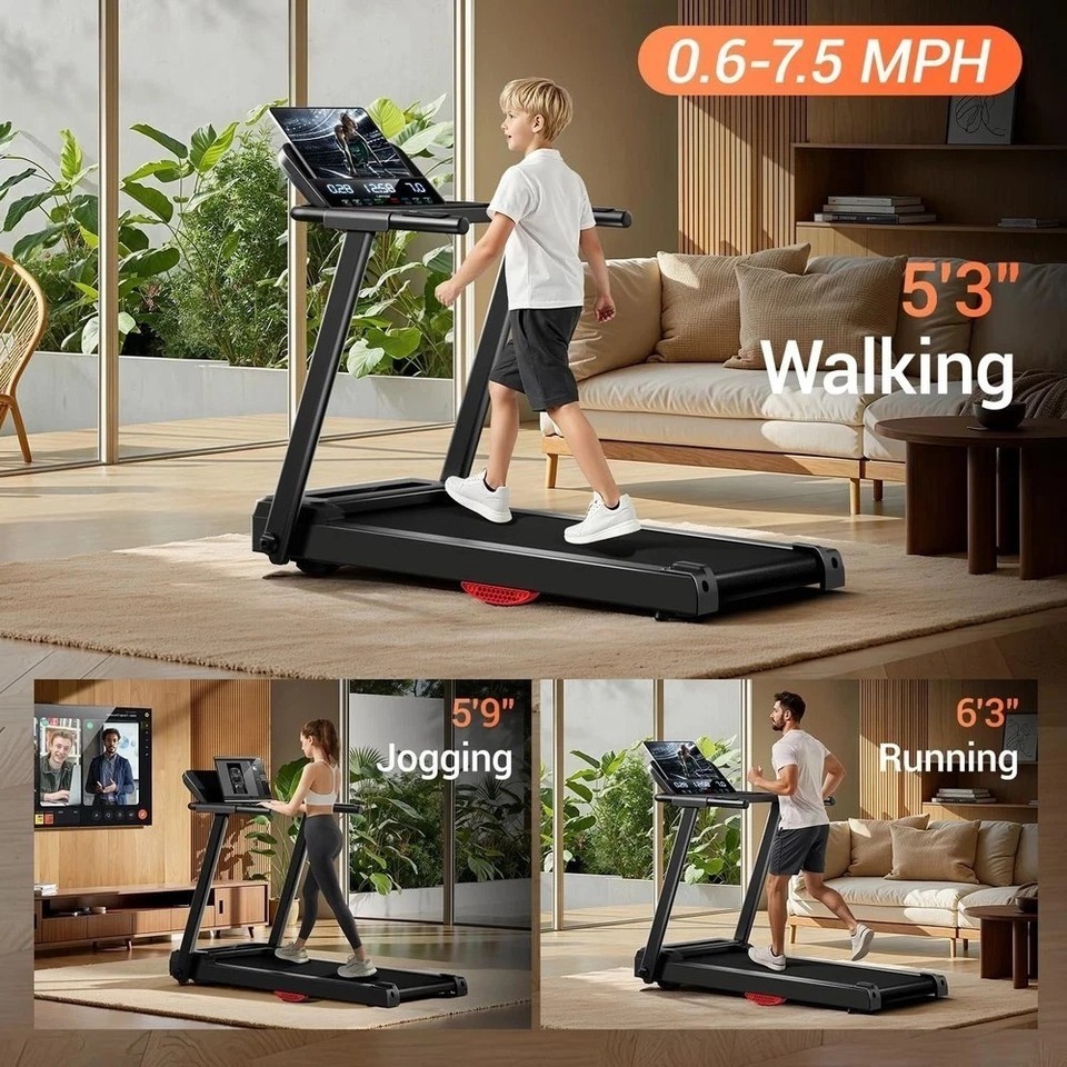 Treadmills for Home, 15% Incline Treadmill, Folding Treadmill Filpped ...