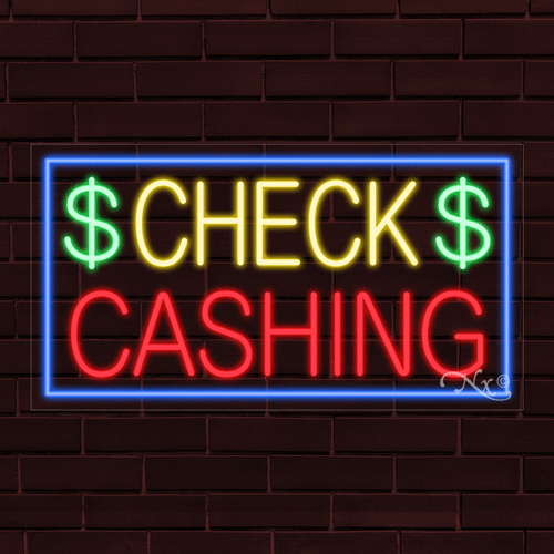 NEW "$ CHECK CASHING $" w/BORDER 33x18X1 INCH LED FLEX INDOOR SIGN ...