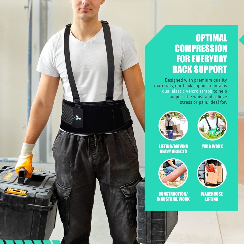 AllyFlex Sports® Back Brace For Lifting Work Y-shape Suspenders Safety ...