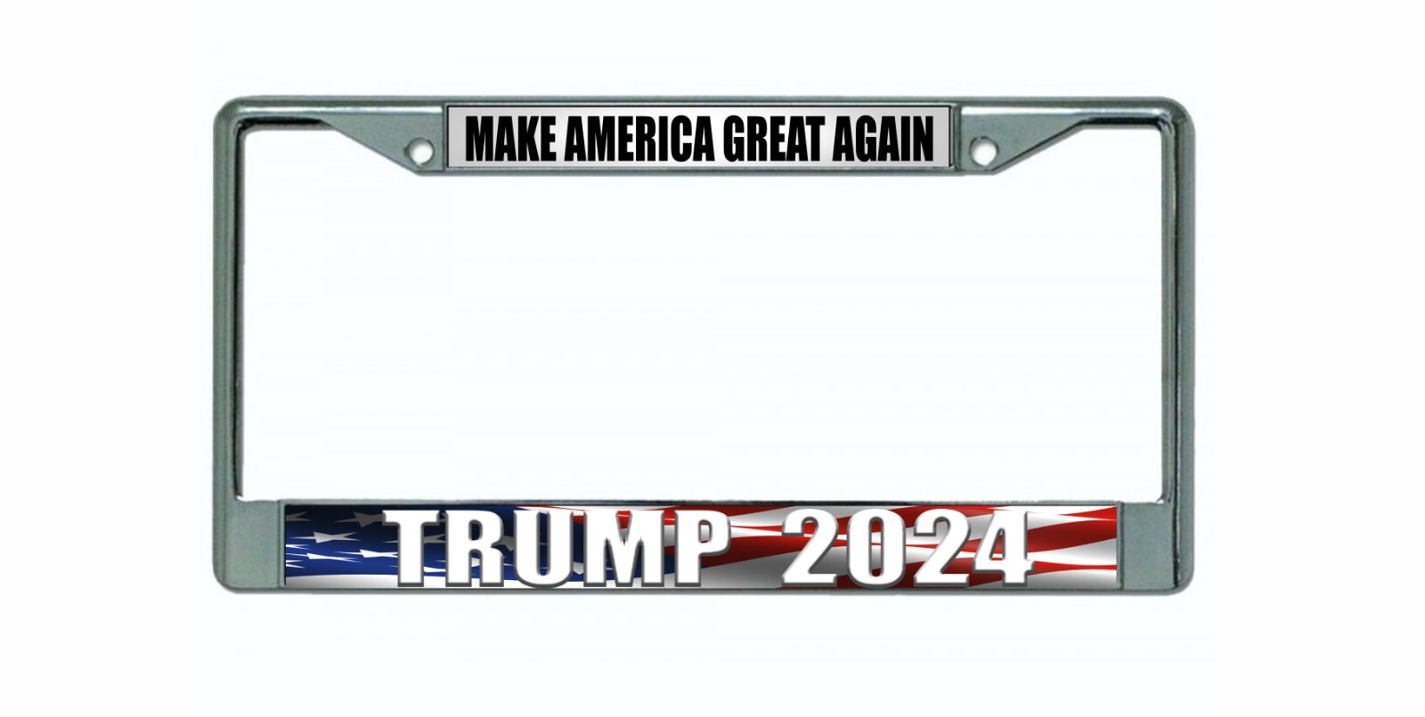 TRUMP 2024 MAKE AMERICA GREAT AGAIN MAGA Chrome Metal Car License Plate ...