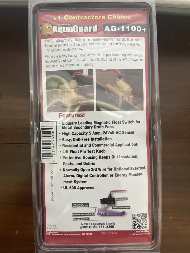 AquaGuard AG-1100+ Magnetic Condensate Overflow Float Switch HVAC Metal ...