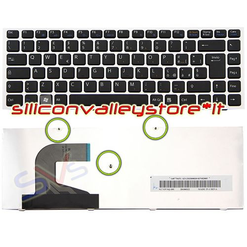 Tastiera ITA Nero Silver Frame Sony Vaio VPC-S13AHJ, VPC-S13B7E, VPC ...