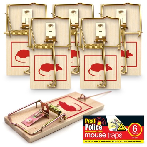 6pk Wooden Mouse Traps Reusable Mice Rodent Traditional Durable Pest ...