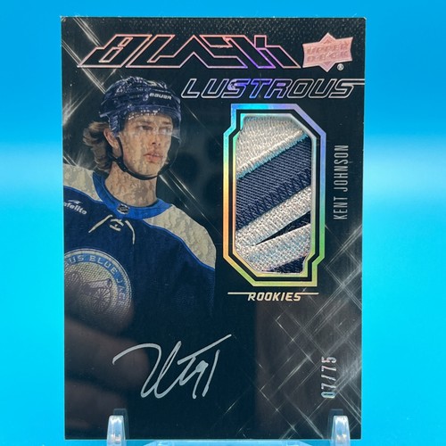 Kent Johnson 2022-23 Upper Deck SPX Black Lustrous Rookies RPA 7/75 # ...