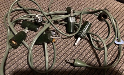 rare Christmas 9 socket upright clip on string lights Working Army Lamp ...