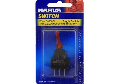 Narva Toggle Switch 20A 12V On/Off LED 60258BL | eBay