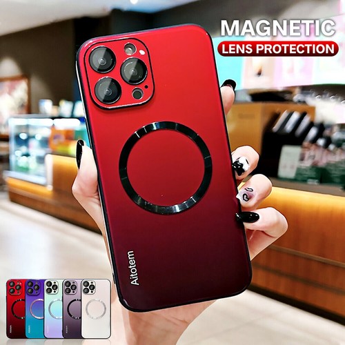 For iPhone 14 13 ProMax 12 Hybrid Gradient Glass Magnetic Case Camera ...