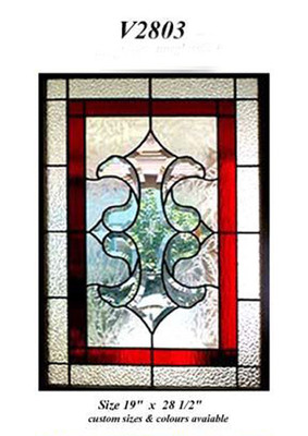 Beautiful Stain glass window 19 " w x 28 1/2 Bevel Cluster Red ...